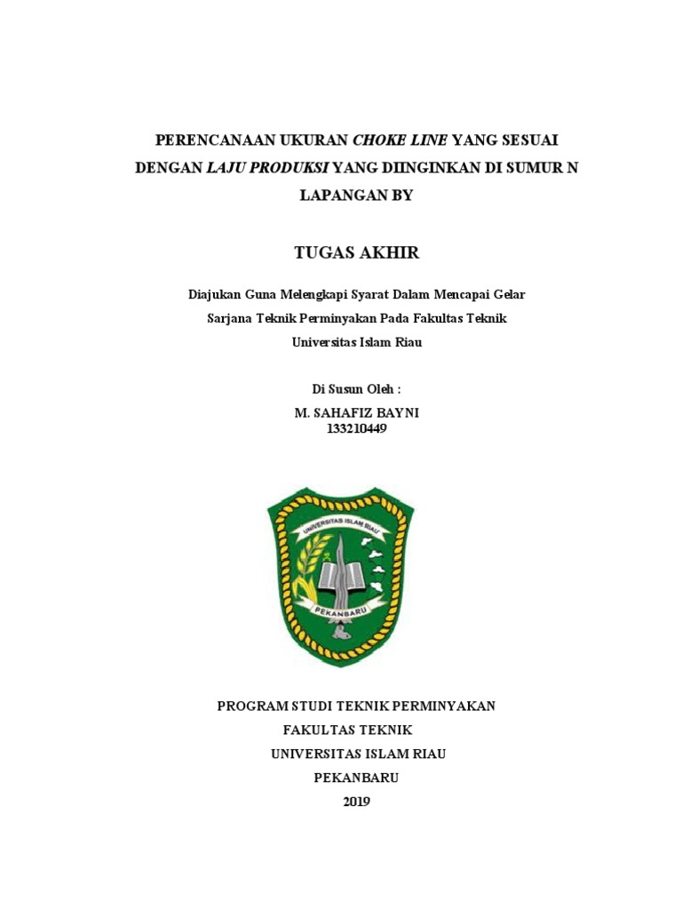 Perencanaan Ukuran Choke Line Yang Sesuai Dengan Laju Produksi Yang ...