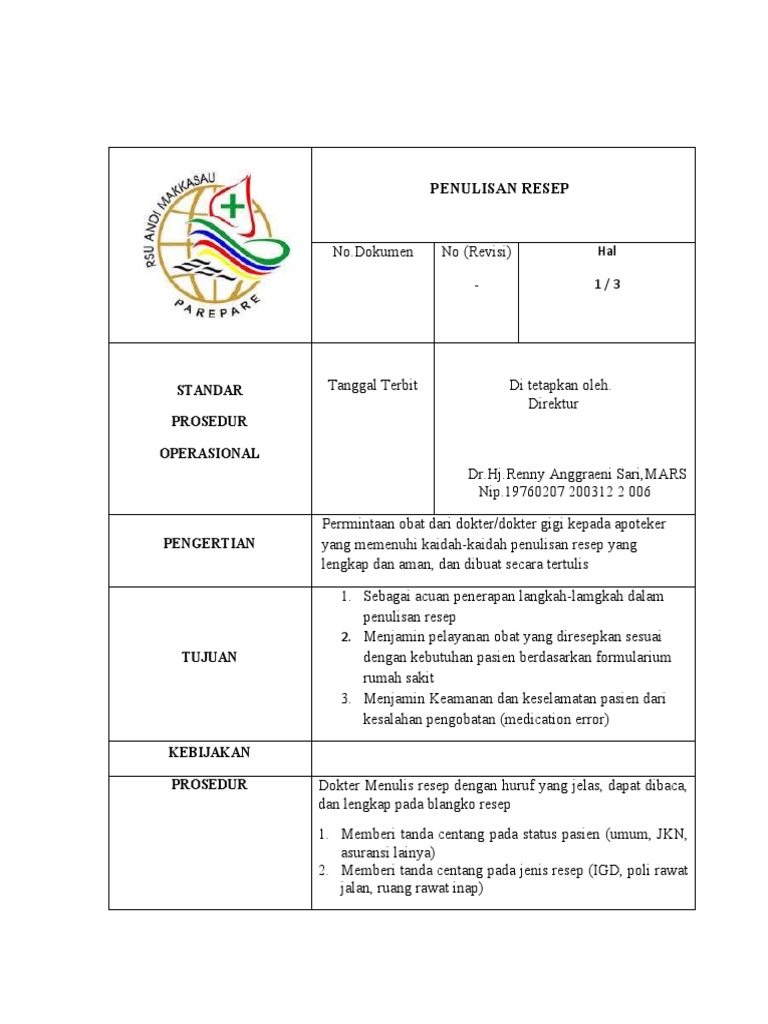 Spo Penulisan Resep | PDF