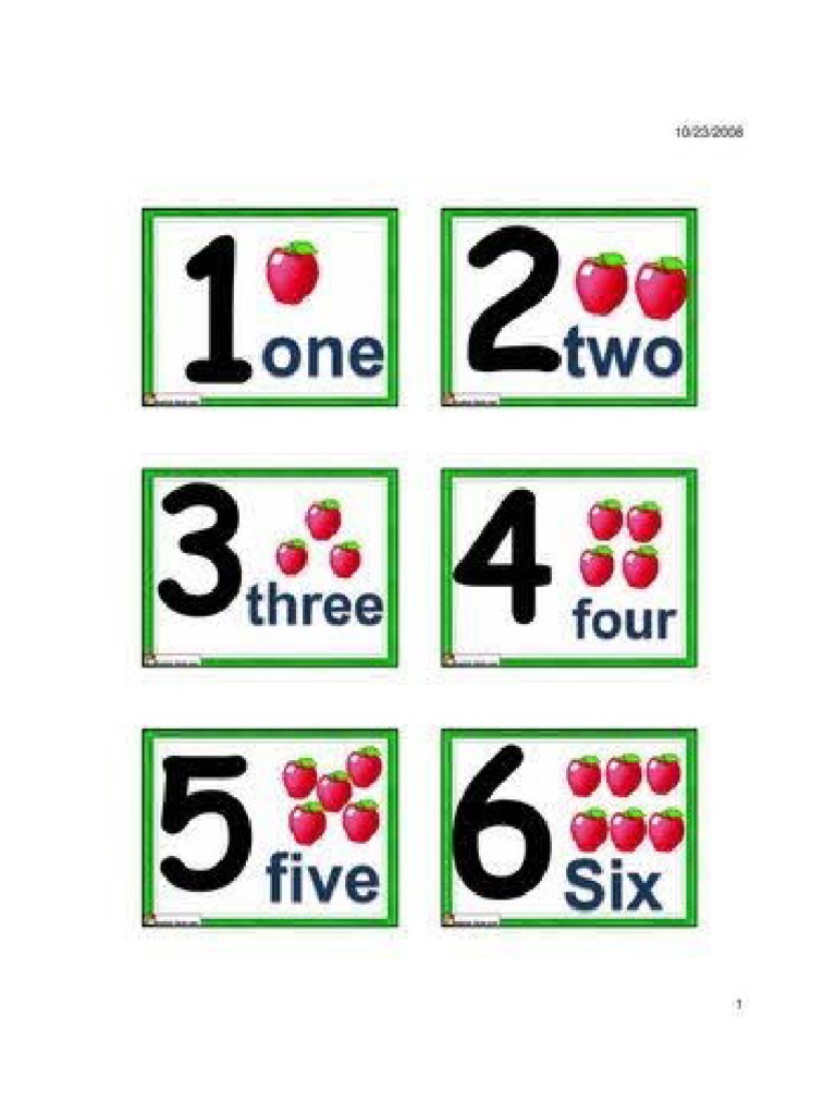 Numbers 1 To 6 | PDF