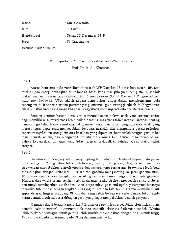 Resume Kuliah Umum | PDF