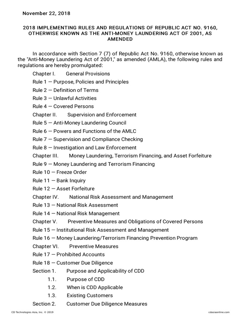 IRR of AMLA | PDF | Money Laundering | Terrorism Financing
