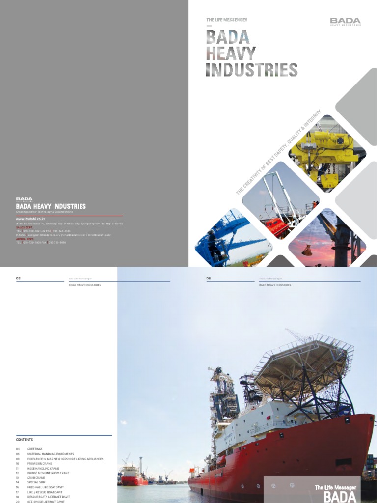 Bada Heavy Ind. Catalogue PDF | PDF | Crane (Machine) | Watercraft