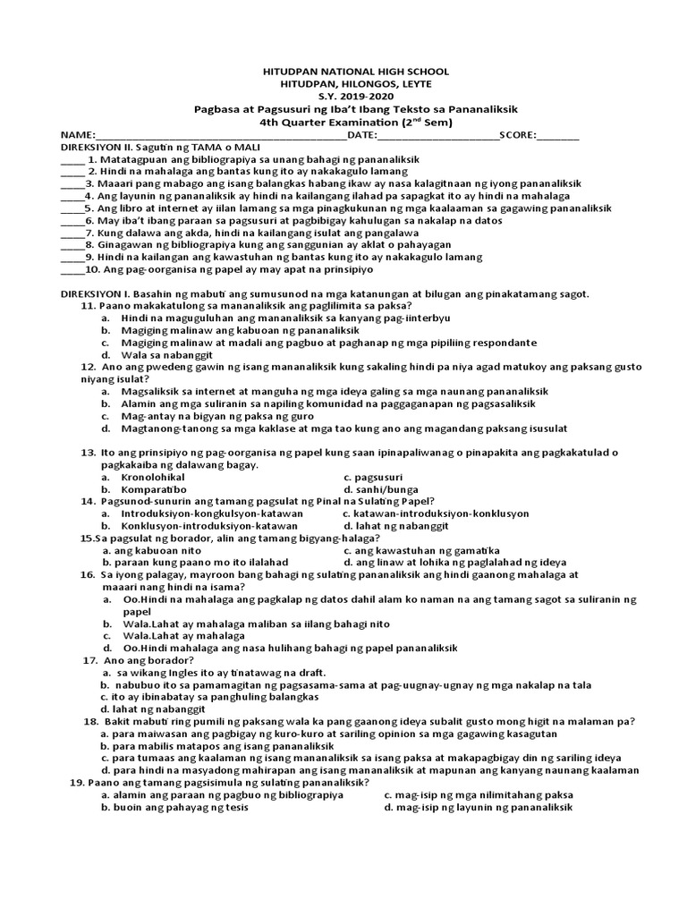 4th Pagbasa Summative | PDF