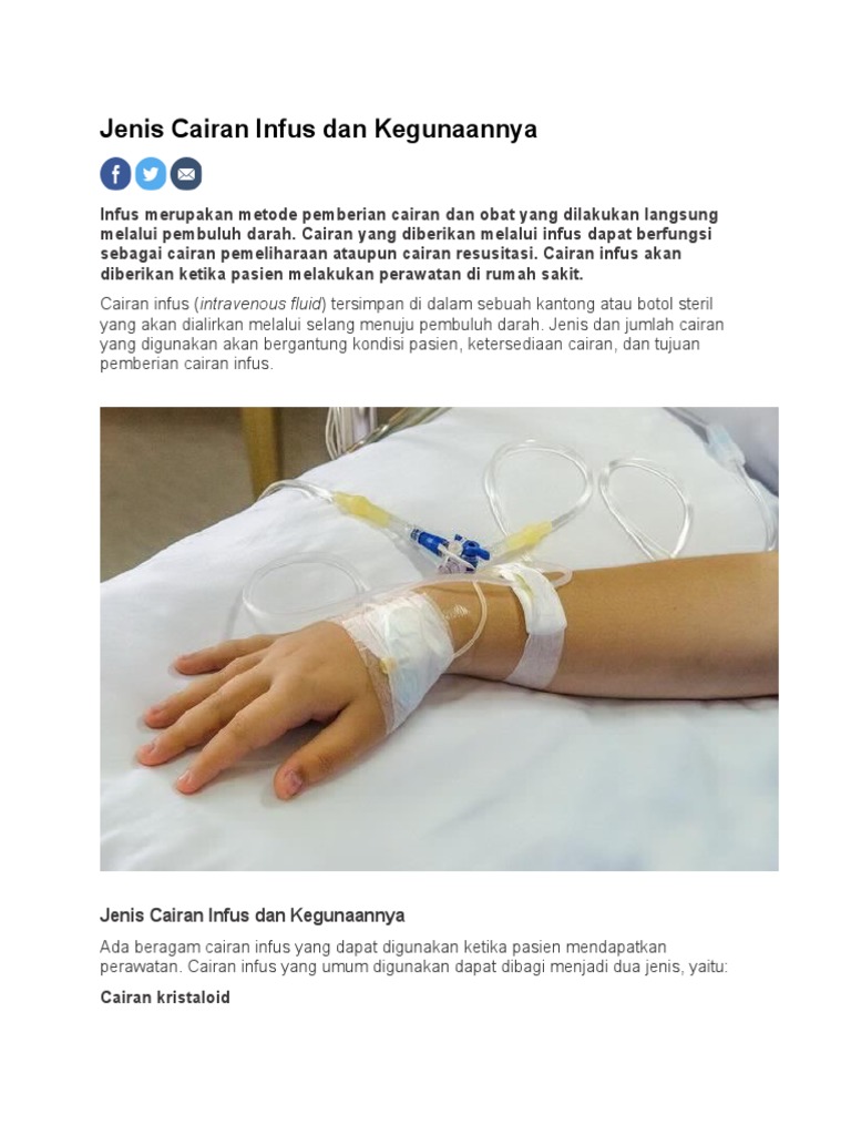 Jenis Cairan Infus Dan Kegunaannya | PDF