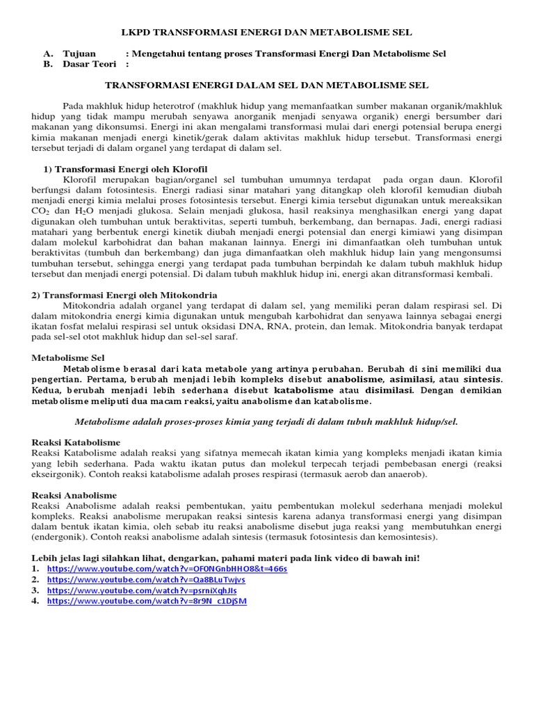 LKPD Transformasi Energi PDF | PDF