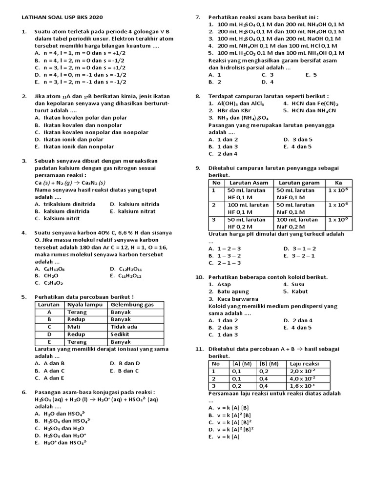 Latihan Soal Usp BKS | PDF