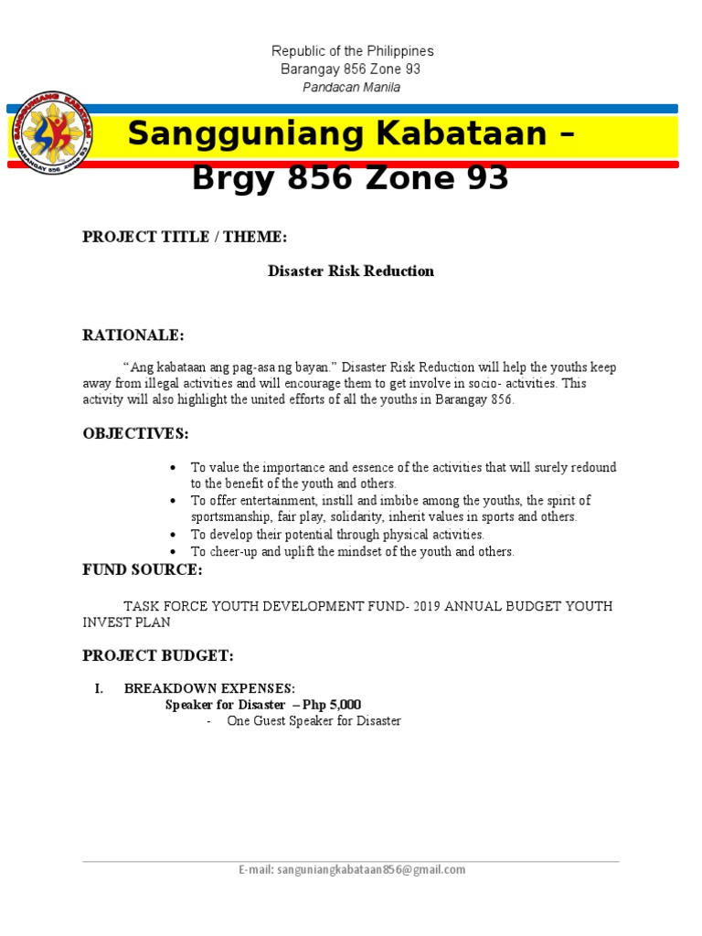 Proposal DISASTER RISK REDUCTION | PDF | Philippines | Government
