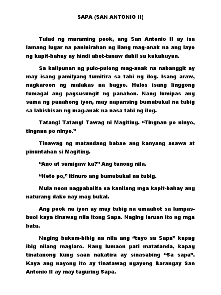 Ang Alamat NG Sapa | PDF