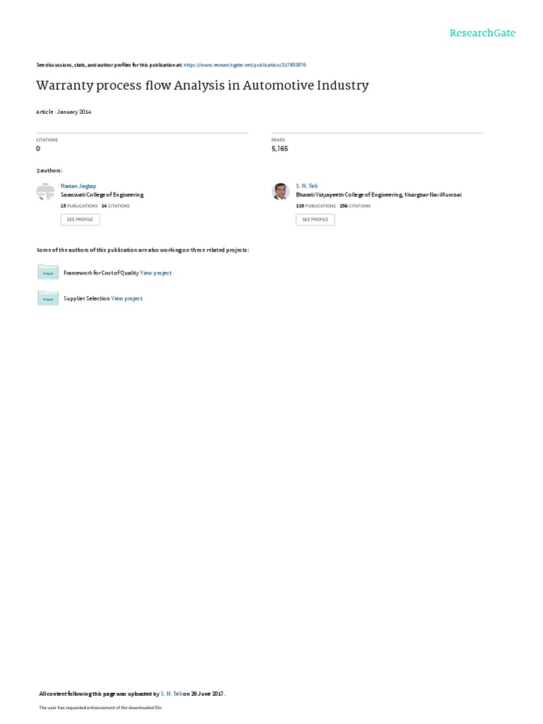 Warranty Process Flow Analysis in Automotive Industry | Download Free ...