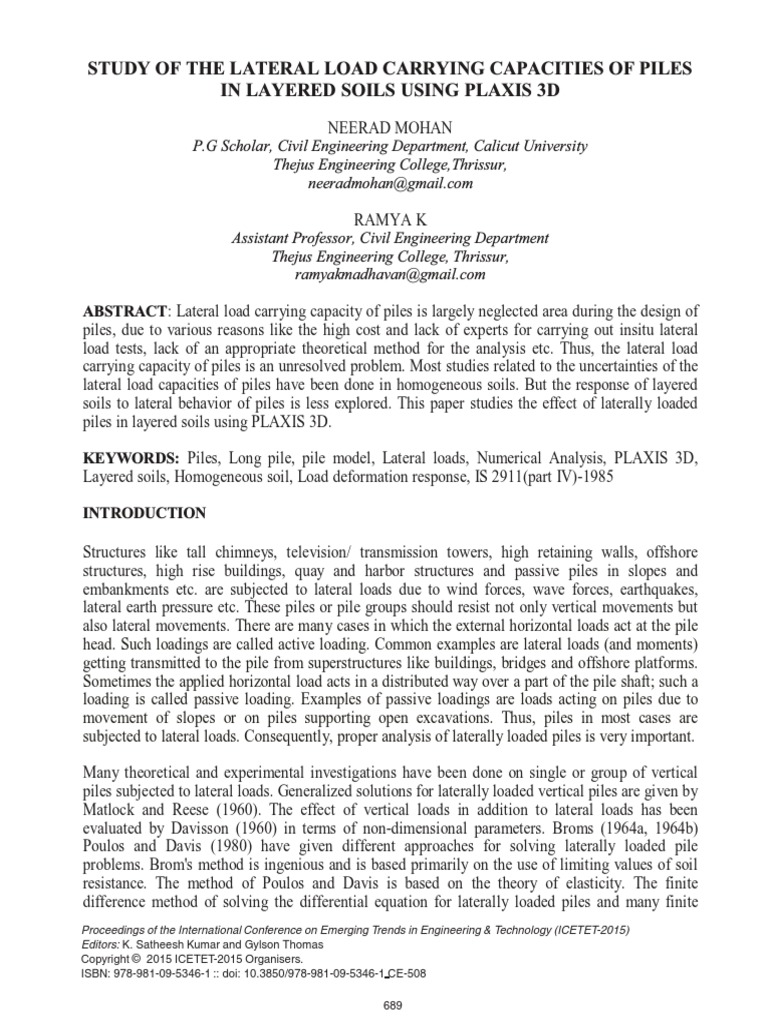 Study of Lateral Load Carrying Capacities of Piles in Layered Soils ...