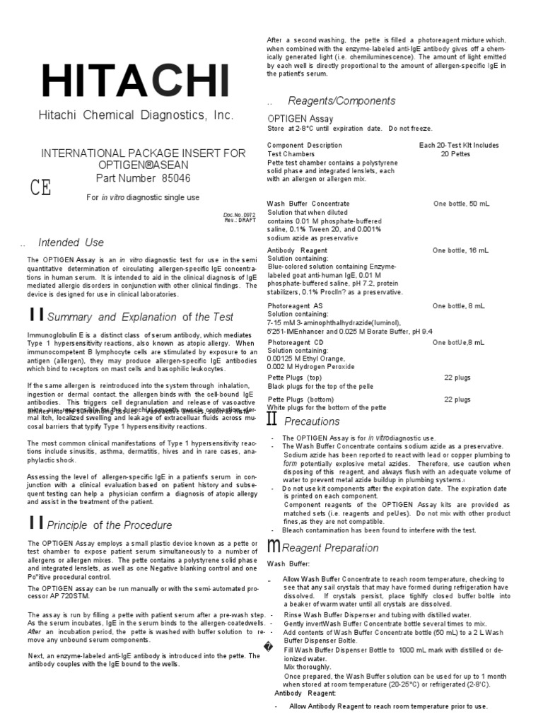 Insert Hitachi | PDF | Allergy | Allergen