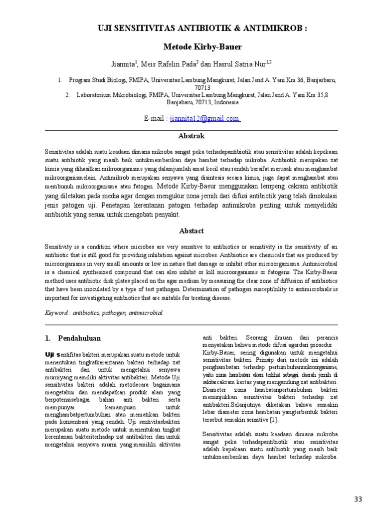 Uji Sensitivitas Antibiotik | PDF