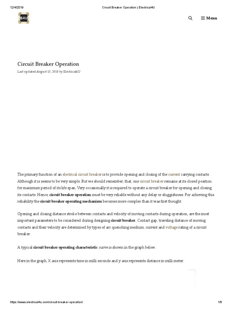 Circuit Breaker Operation - Electrical4U | PDF