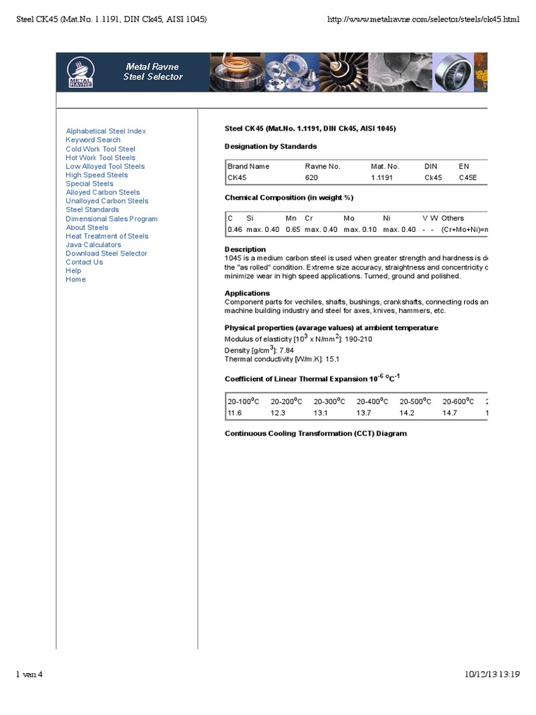 CK45 (Mat - No. 1.1191, DIN Ck45, AISI 1045) | PDF | Annealing ...