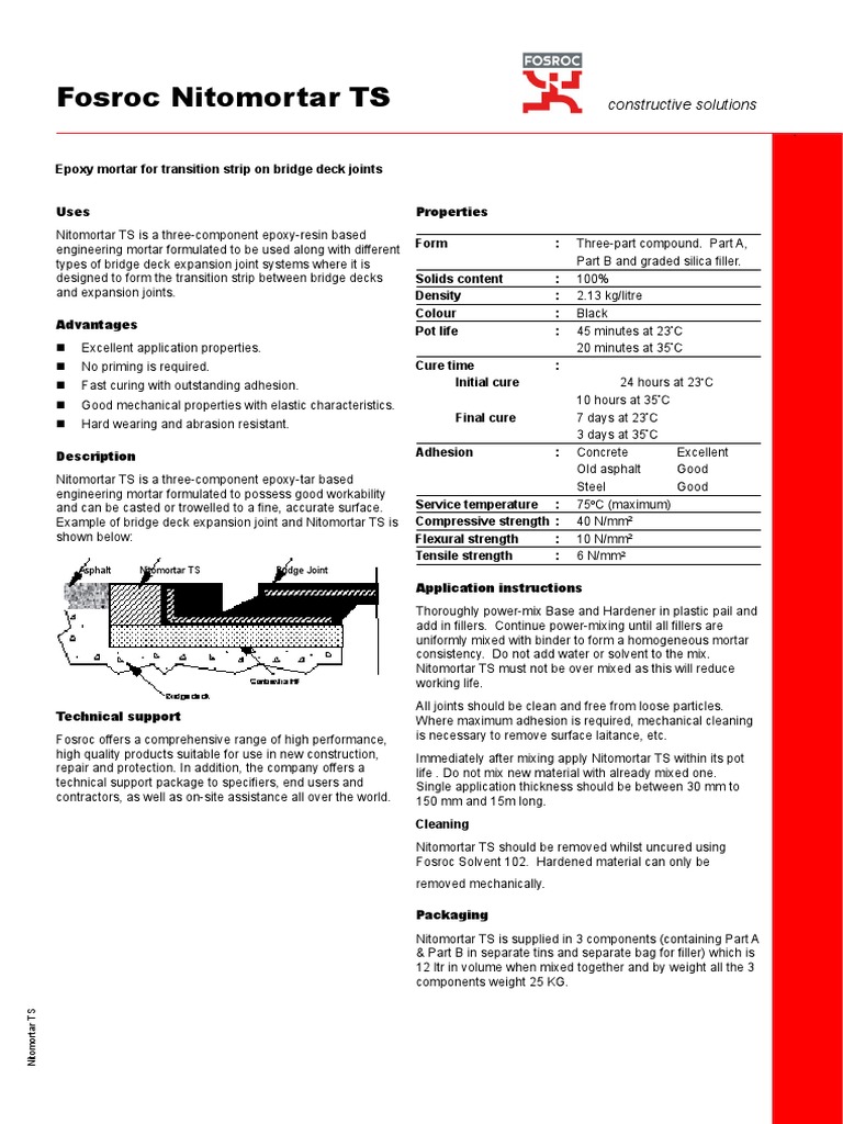 Nitomortar TS | PDF | Epoxy | Concrete