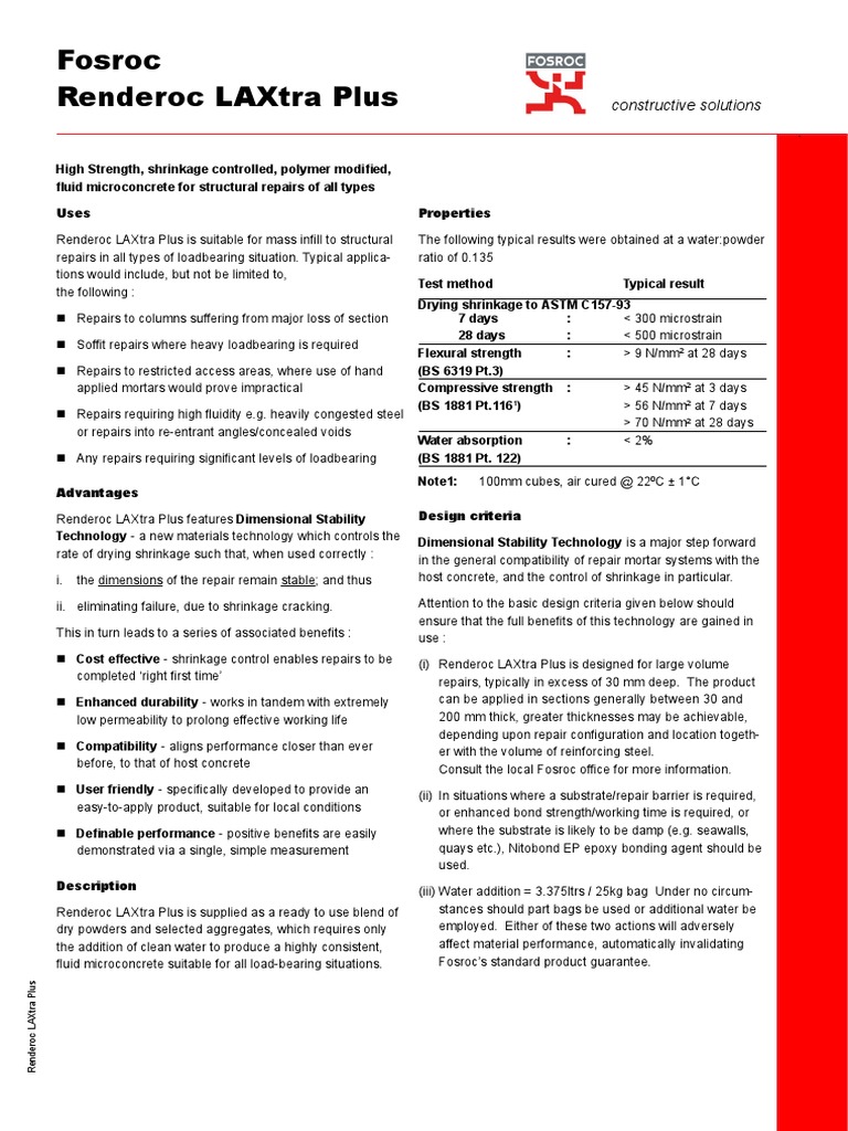 Renderoc LAXtra Plus | PDF | United Arab Emirates | Concrete