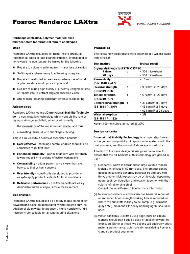 Renderoc LAXtra | PDF | Casting (Metalworking) | Concrete