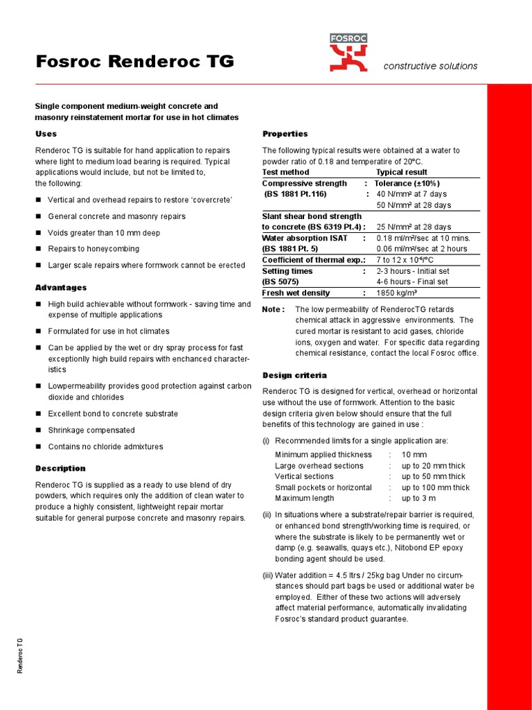 Renderoc TG | Download Free PDF | United Arab Emirates | Concrete