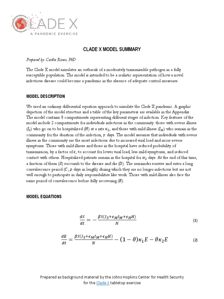 Clade X Model PDF | PDF | Infection | Vaccines