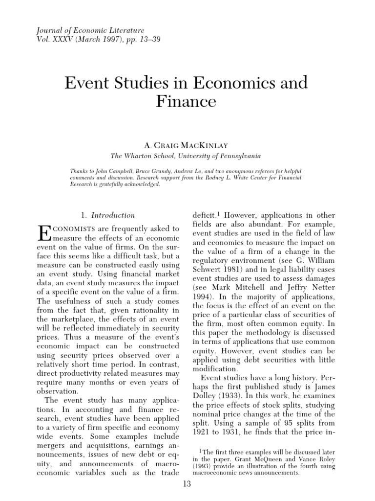 Event Studies in Economics and Finance | PDF | Variance | Ordinary ...