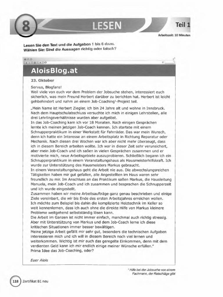 Lesen, German Text A2 | PDF