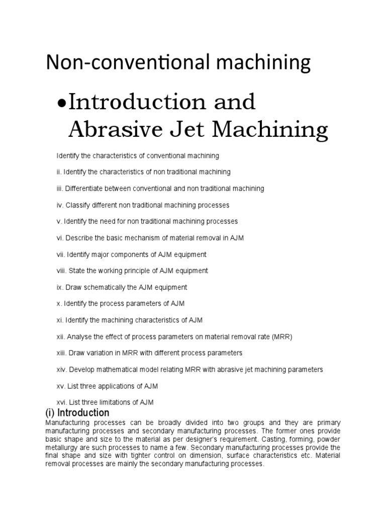 Non Traditional Method Introduction | PDF | Machining | Abrasive