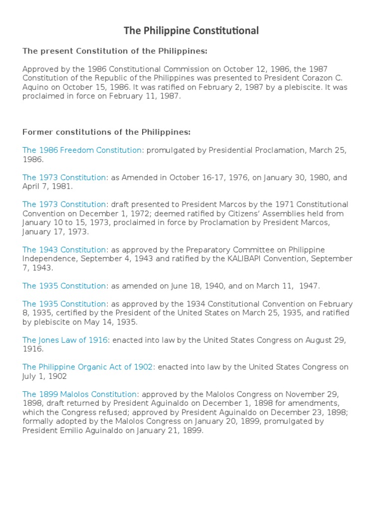 Philippine Constitution | PDF | President Of The Philippines | World ...