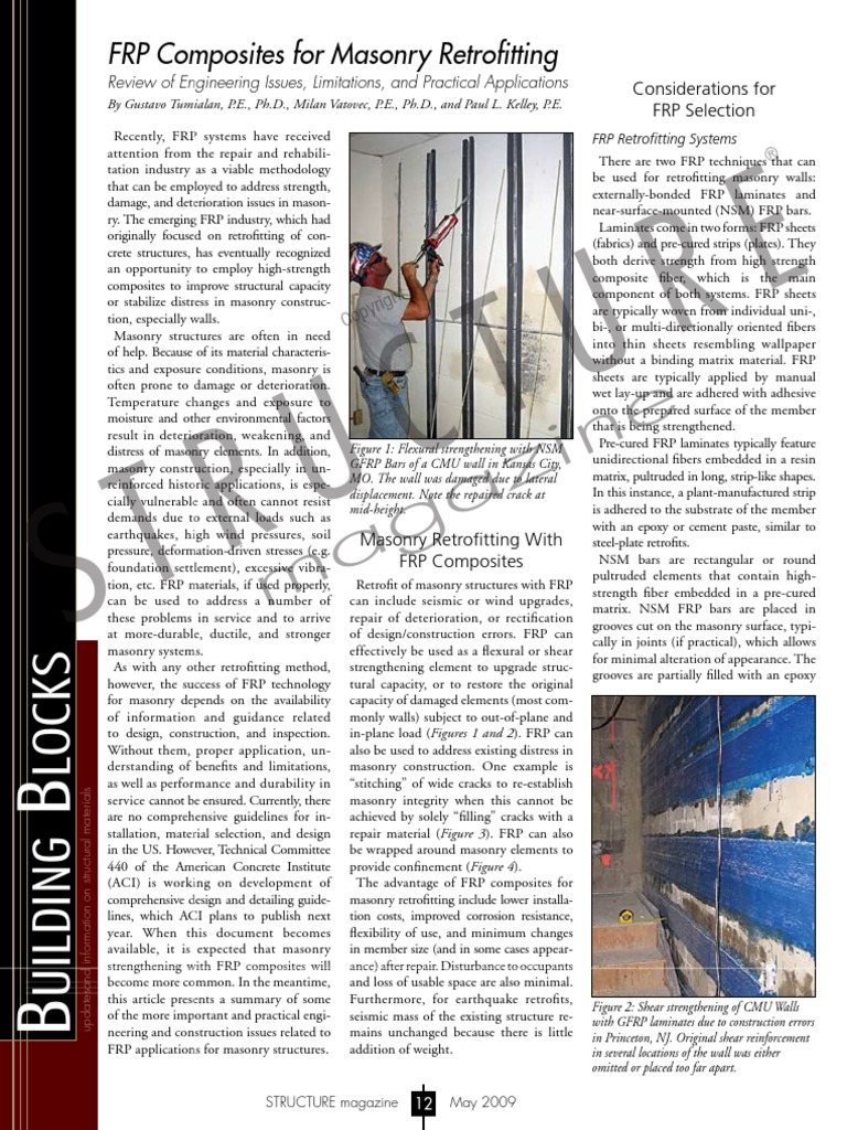 FRP Composites For Masonry Retrofitting | PDF | Fibre Reinforced ...