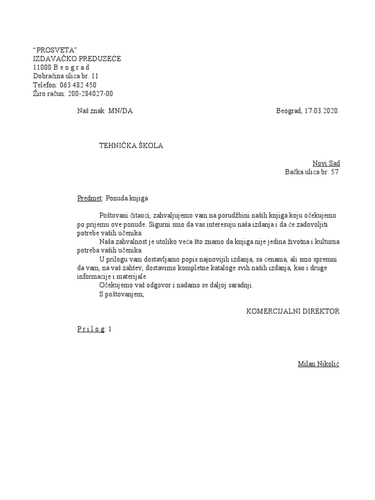 Poslovno Pismo | PDF