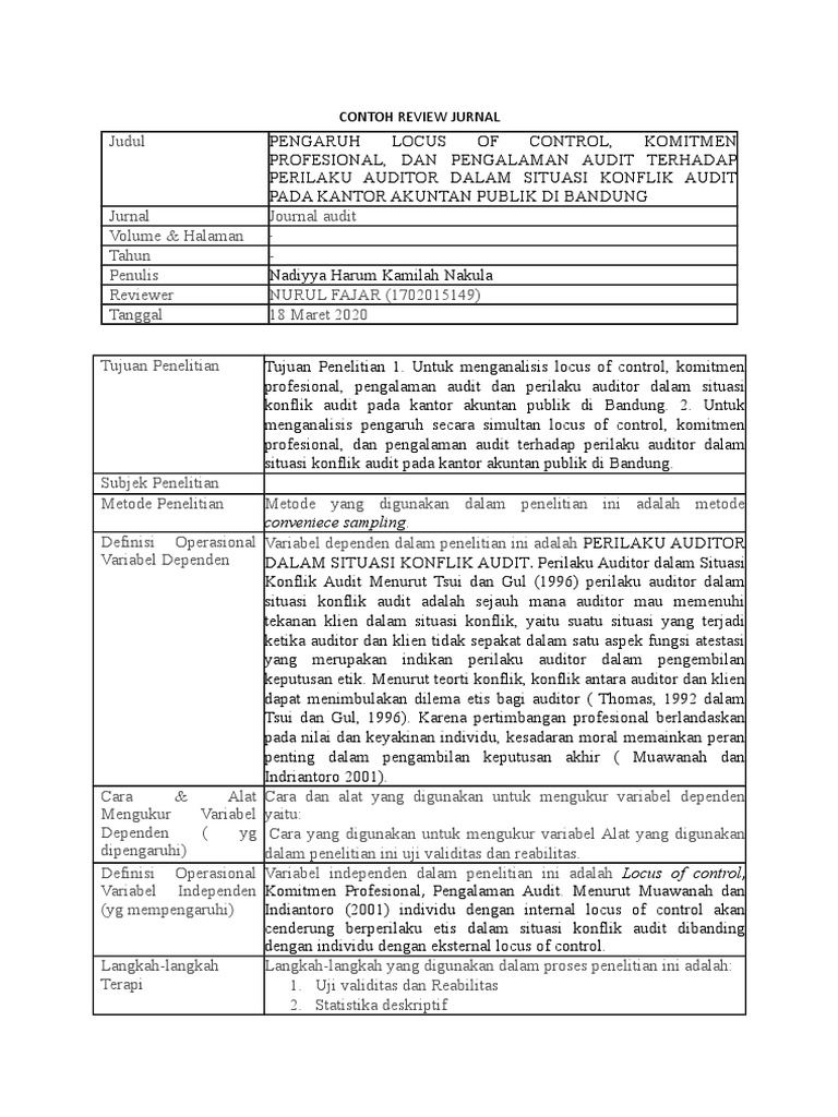 Contoh Review Jurnal | PDF