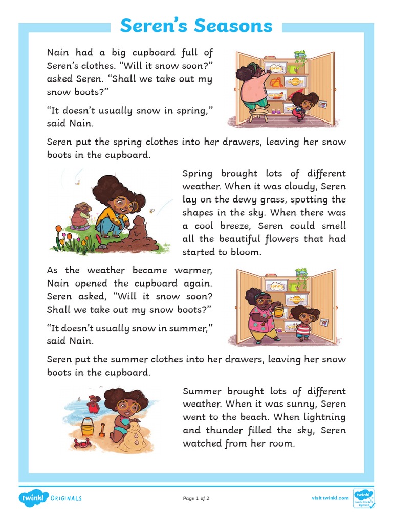 T e 2549262 Year 1 Serens Seasons Differentiated Reading Comprehension ...
