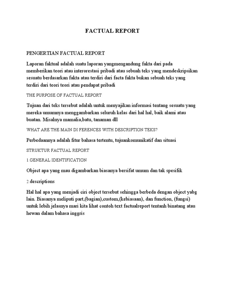 Pengertian dan Tujuan Laporan Faktual | PDF