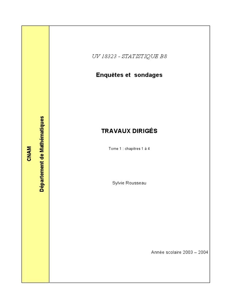 Exercices Corrigés sur les Sondages | PDF | Estimateur (statistique ...