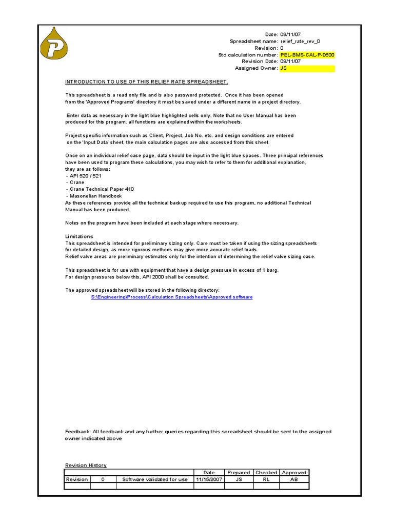 PSV Blocked Fire Relief Valve Cases | Download Free PDF | Spreadsheet ...