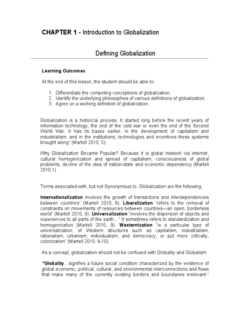 1 Introduction To Globalization | PDF | Internationalization | Capitalism