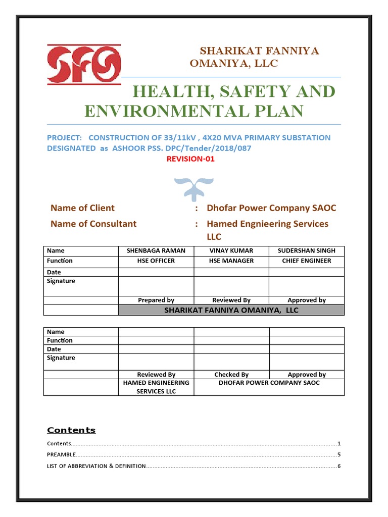 Hse Plan - Rev-1 | PDF | Safety | Occupational Safety And Health