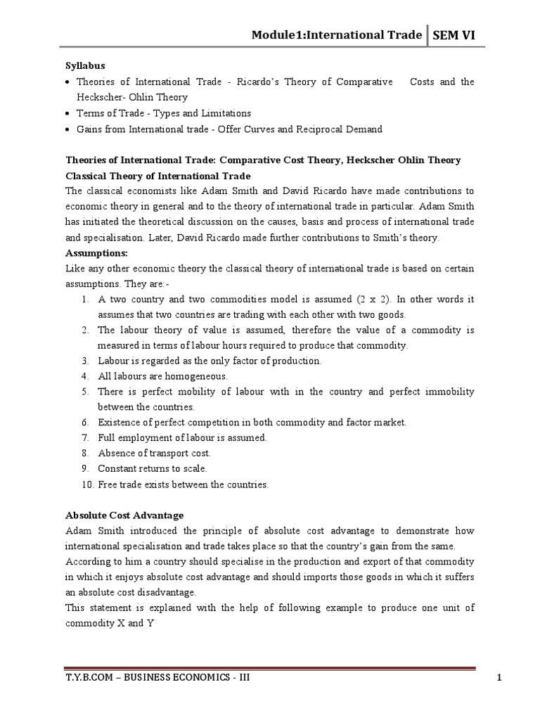 Module 1 | PDF | Terms Of Trade | Comparative Advantage