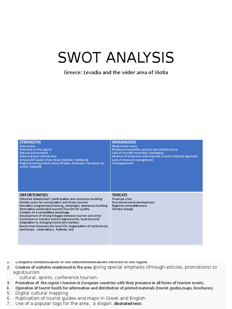 Swot Analysis For Levadia and The Wider Region | PDF | Tourism | Swot ...