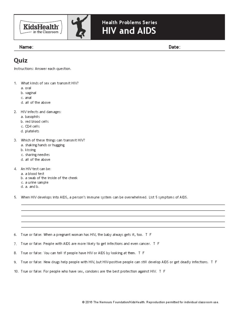 Hiv Aids Quiz | PDF