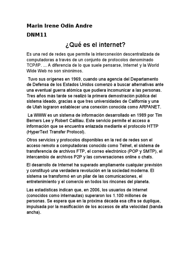 Qué Es El Internet, Relación y Diferencias de HTTP y HTML 1 | PDF | Red mundial | Internet y web