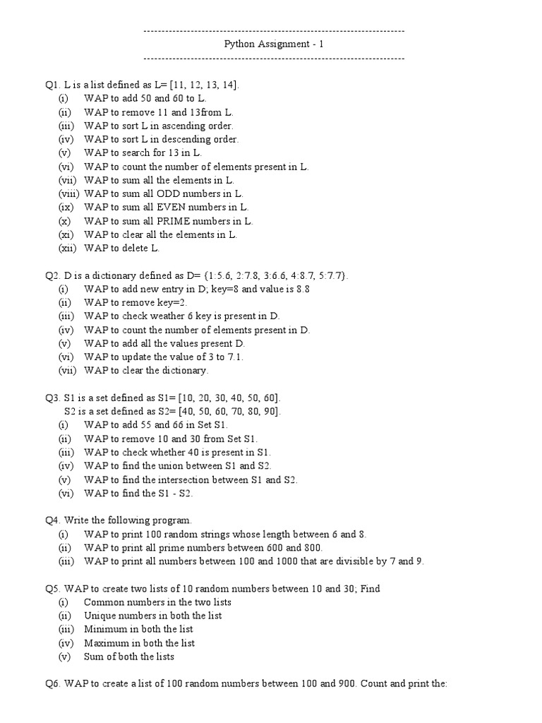 Assignment 1 - Basics of Python | PDF | Discrete Mathematics | Areas Of ...