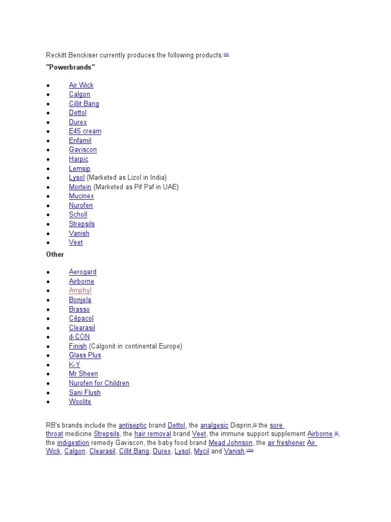Reckitt Benckiser Products | PDF