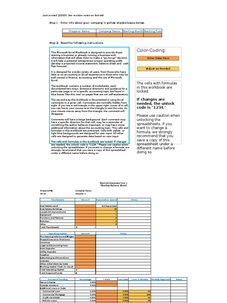 Financial Projections Workbook Guide | PDF | Payroll Tax | Microsoft Excel