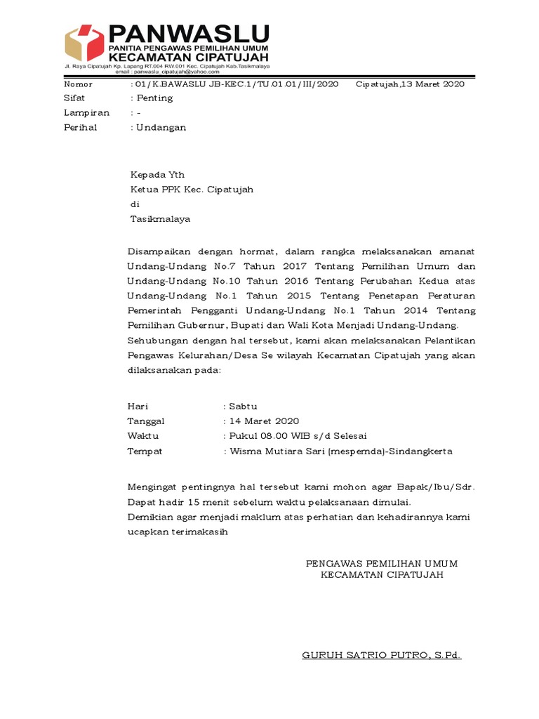 SuraT Undangan Pelantikan PKD | PDF