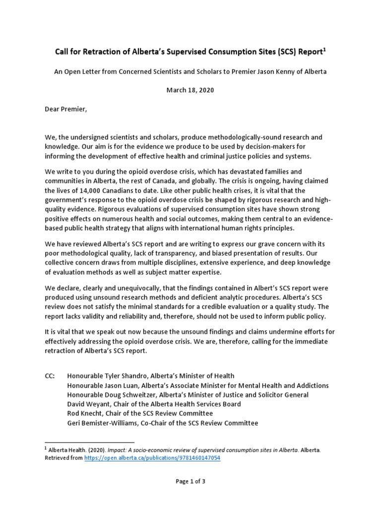 Open Letter To Government of Alberta | PDF | Evaluation | Public Health