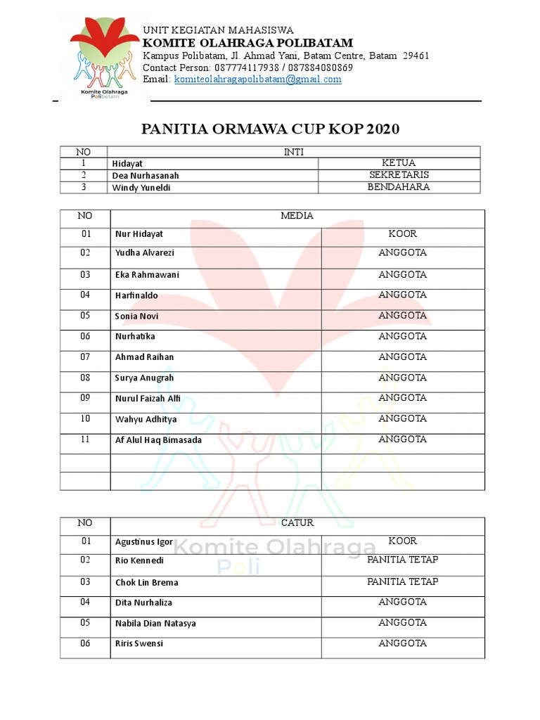 Ormawa Cup Kop 2020 | PDF