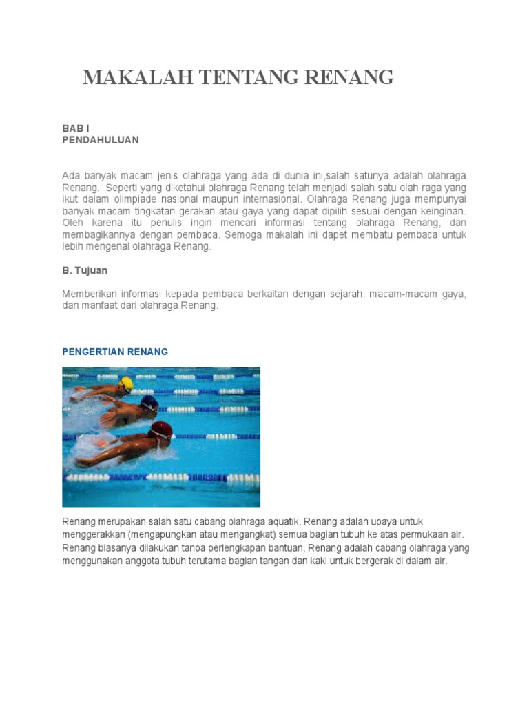 Makalah Tentang Renang | PDF