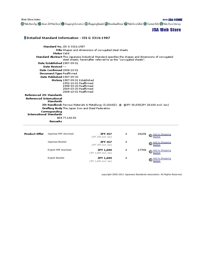 Vdocuments - MX - Detailed Standard Information Jis G 3316 Store Index ...