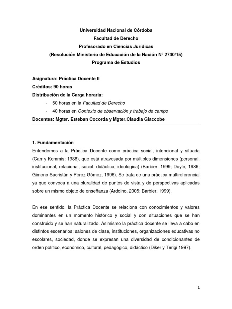 Programa - General - Practica - Docente - II - Moodle - VF | PDF | Maestros | Institución