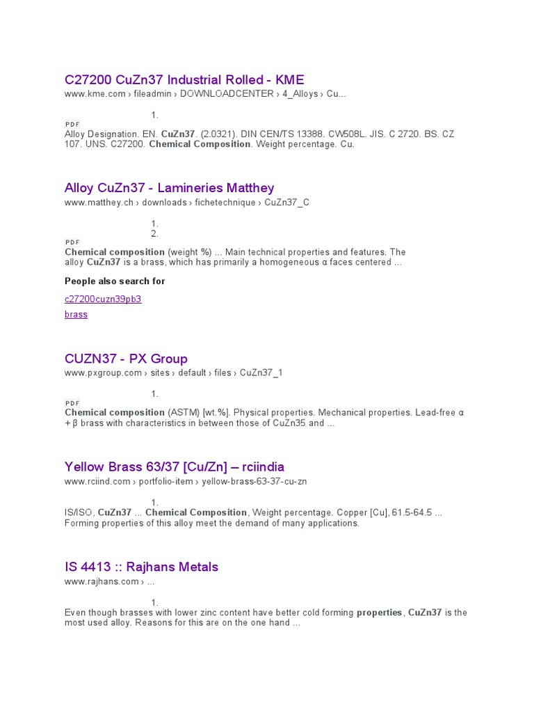 CuZn37 Brass Chemical Composition Guide | PDF